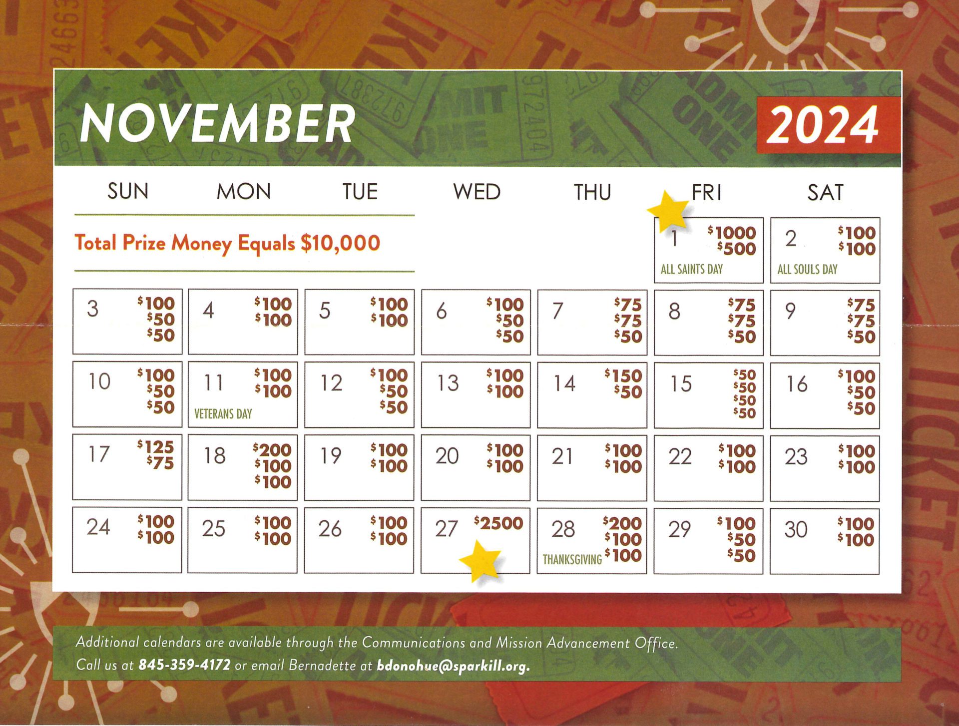 November Calendar Raffle – Dominican Sisters of Sparkill